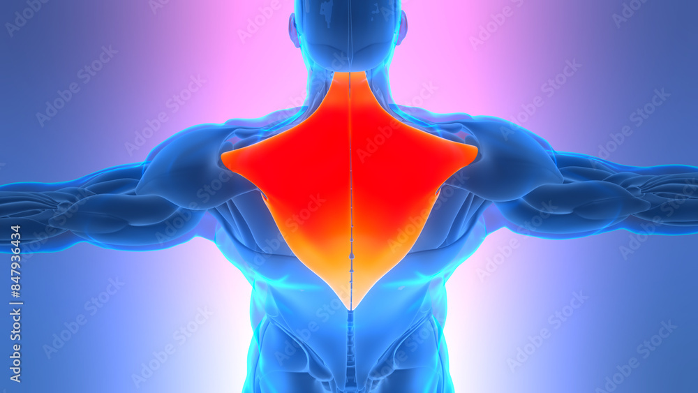 Human Muscular System Torso Muscles Trapezius Muscle Anatomy Stock ...