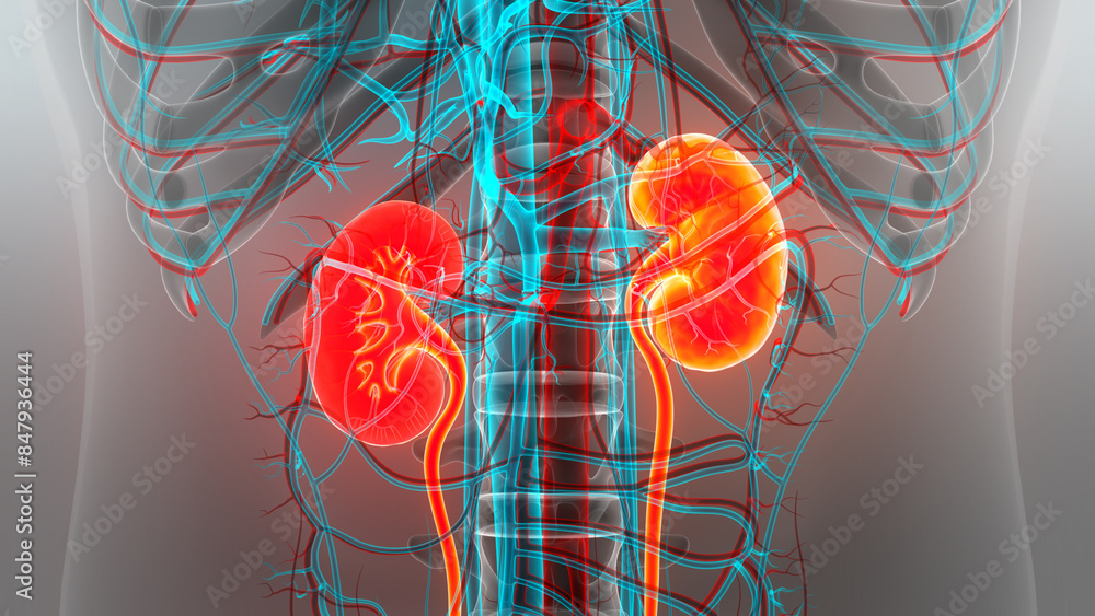 Human Urinary System Kidneys Anatomy Stock Illustration | Adobe Stock
