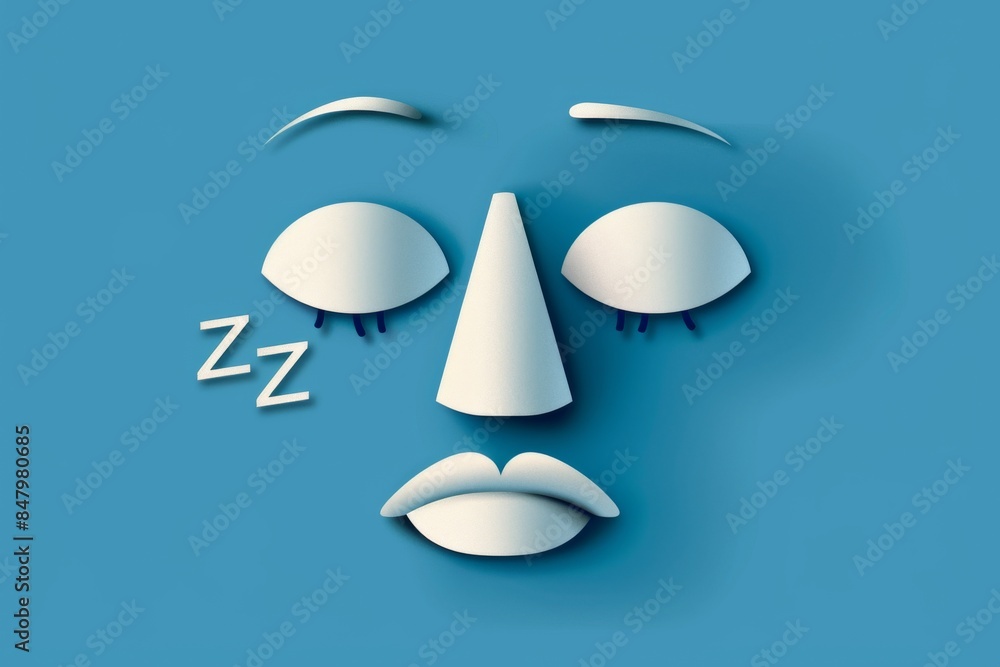 3D sleeping face emoji with closed eyes and zzz symbols on blue ...