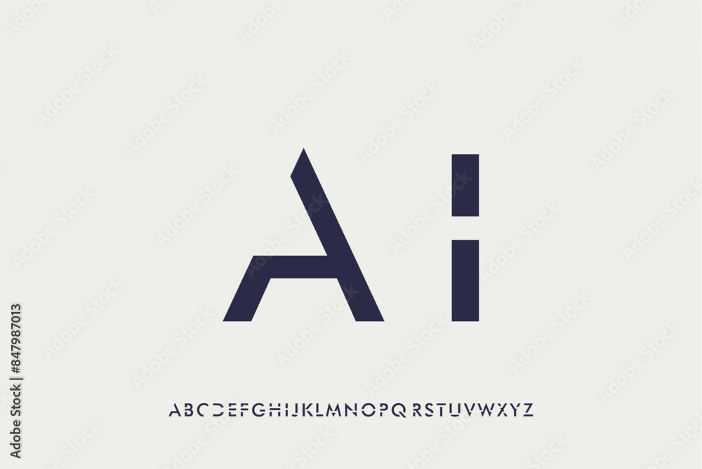 AI Futuristic technology modern digital alphabet font typography Stock ...