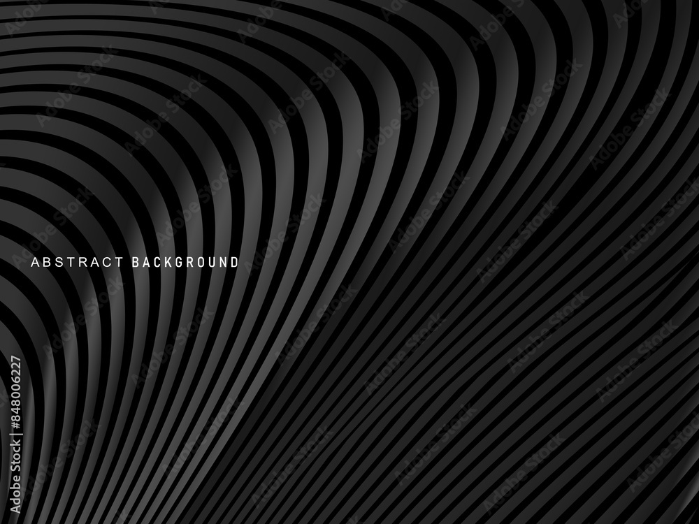Abstract futuristic dark black background with wave design. Realistic ...