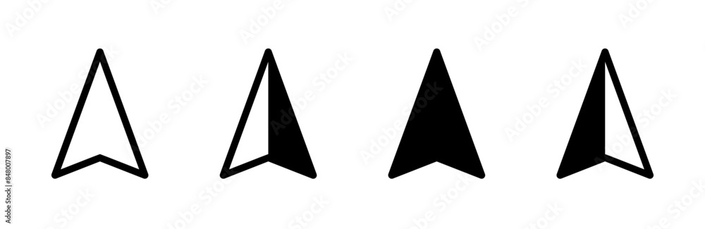 Compass arrow black icon. Navigation point vector illustration. North ...