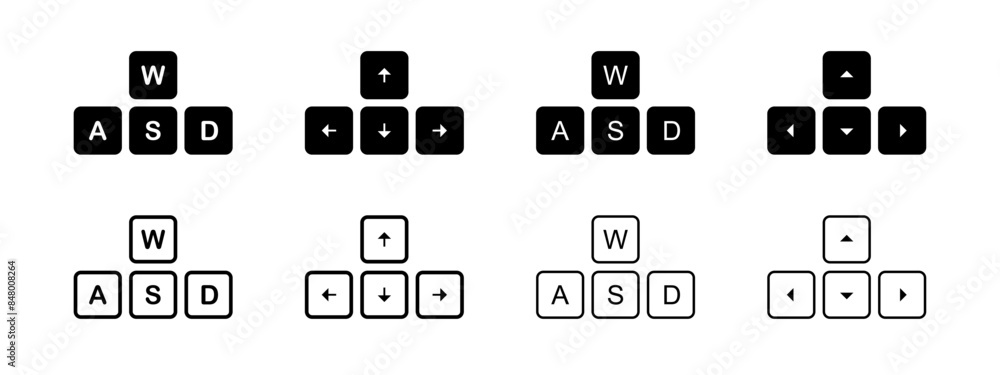 WASD icon. Keyboard vector illustration. Arrow button controller symbol ...