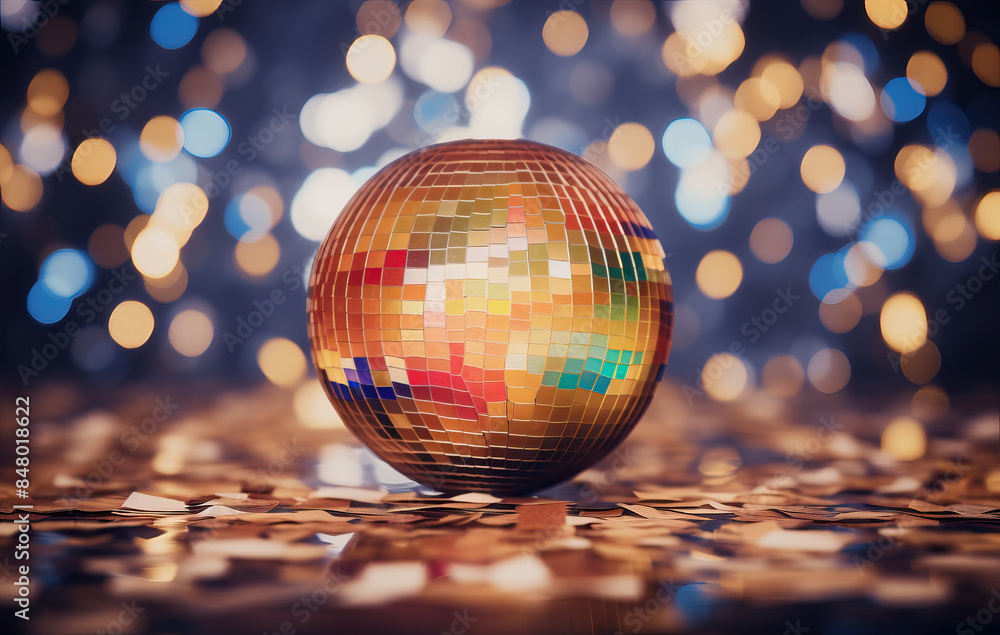 Vintage disco ball with lights created with Generative AI technology ...