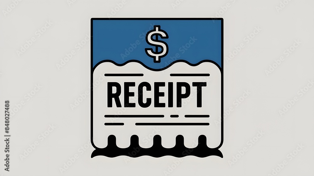 The receipt has a blue header with a dollar sign ($) in the center ...