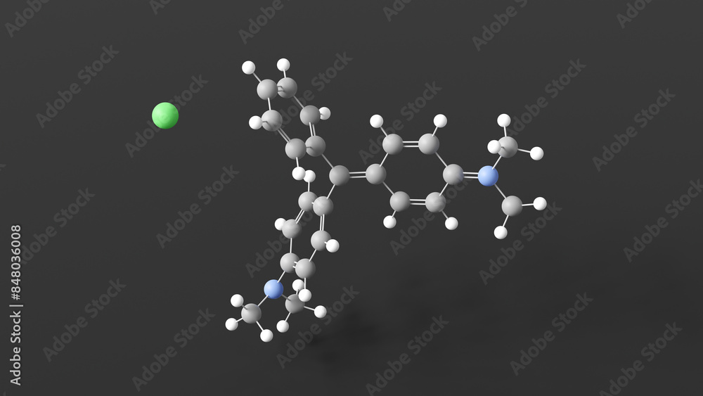 malachite green molecule 3d, molecular structure, ball and stick model ...