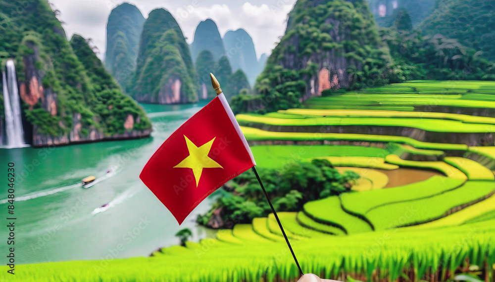 Vietnam's Independence Day. a holiday in Vietnam.the Vietnamese flag ...