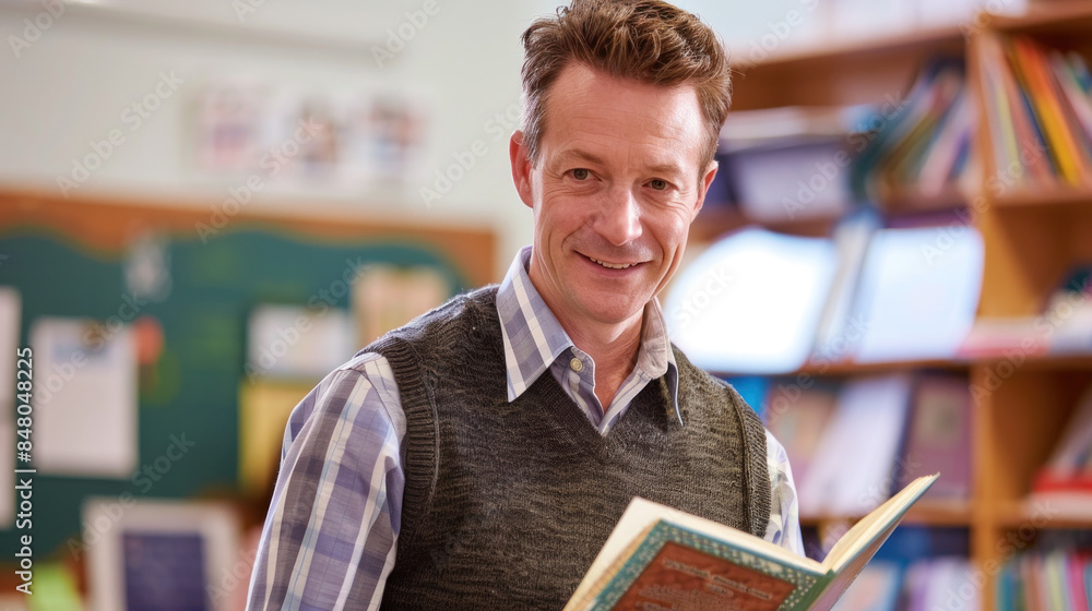 Confident Male Teacher Portrait_orientation., Professional Environment ...