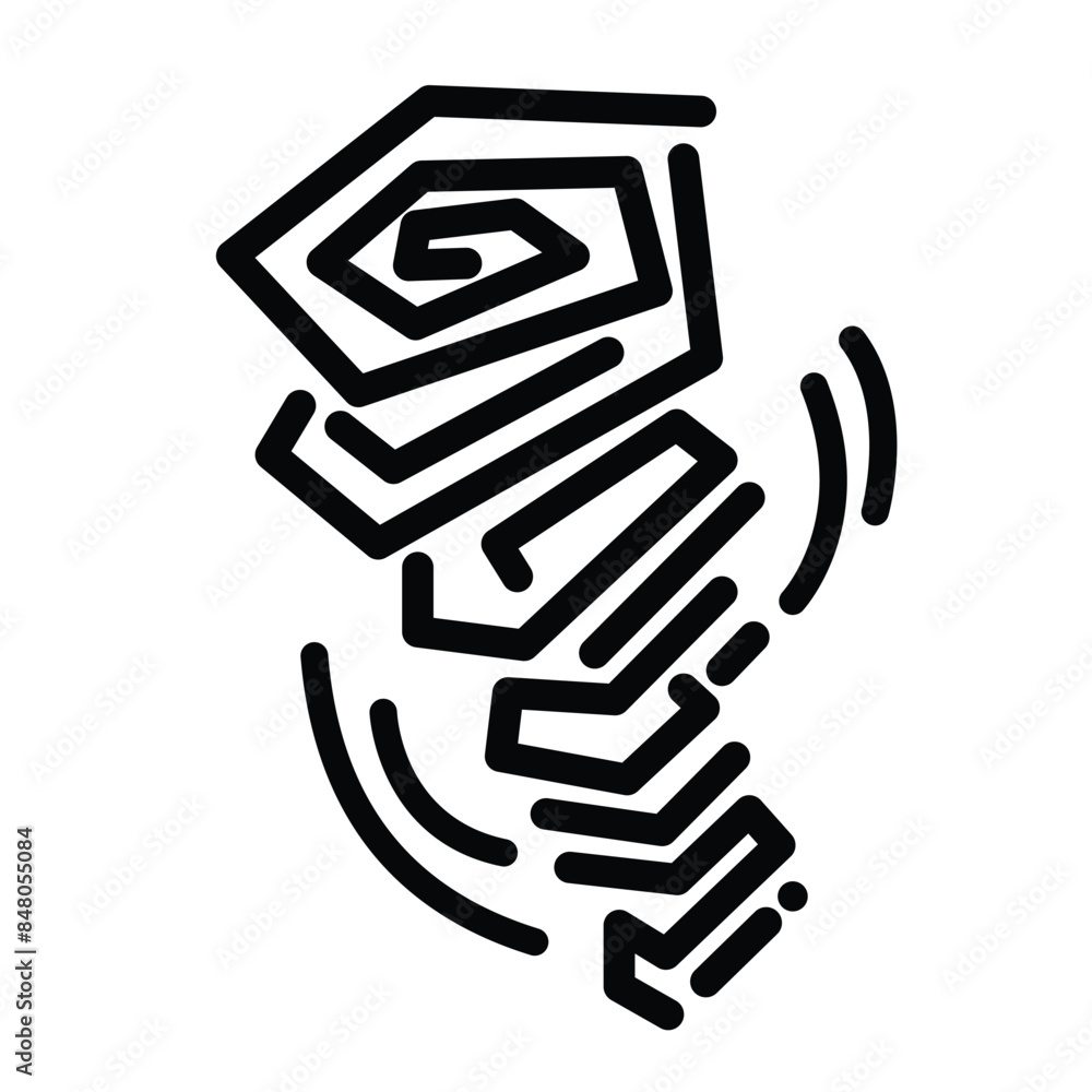 Tornado strong wind natural disaster icon illustration black outline ...