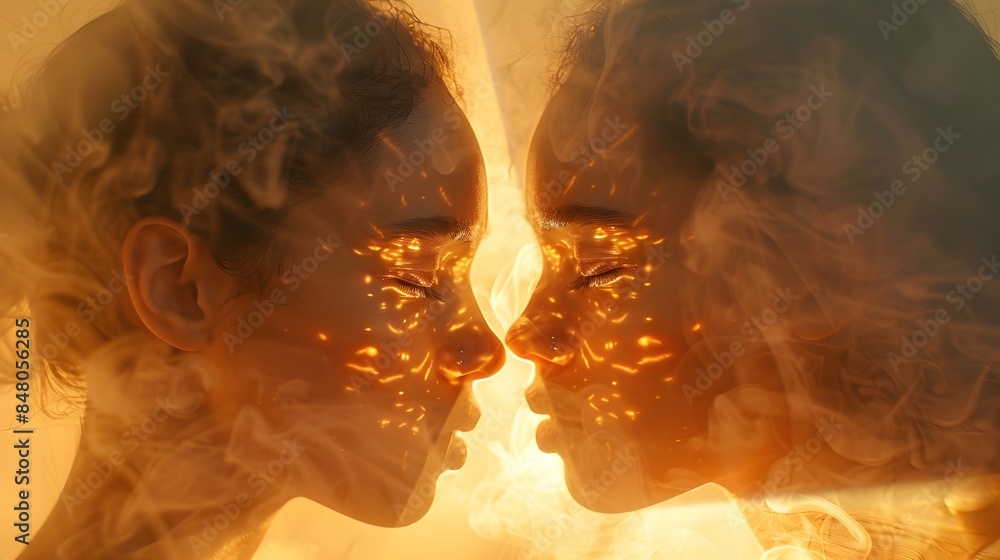 Mirrored Visage Reflecting Duality and in Warm,Ethereal Light - An ...