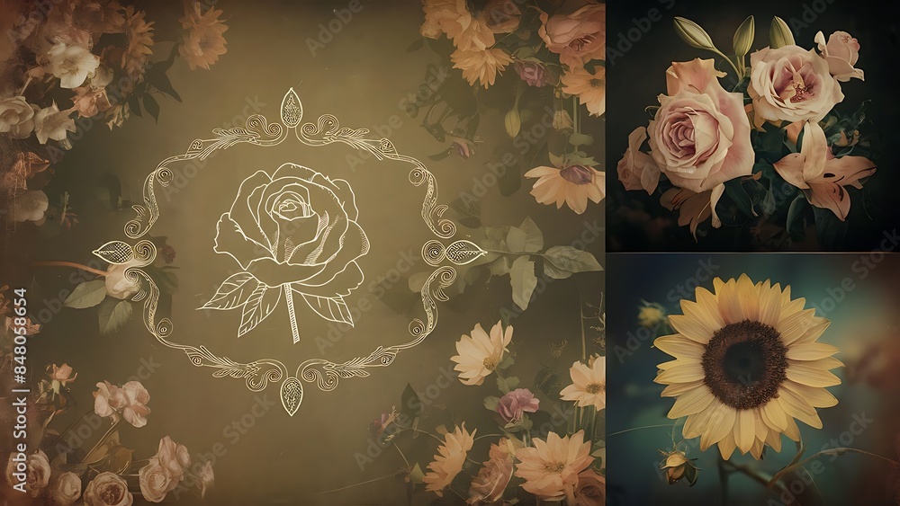 Vintage old flower backgrounds vintage effect style pictures Stock ...