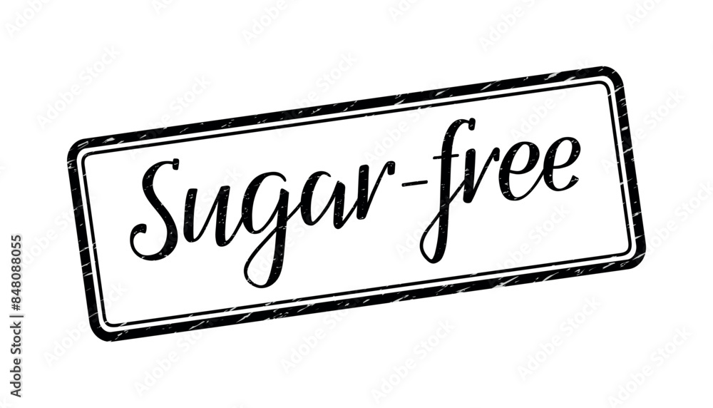 Sugar-free. Stamp with hand lettering. Inscription in English. Black ...