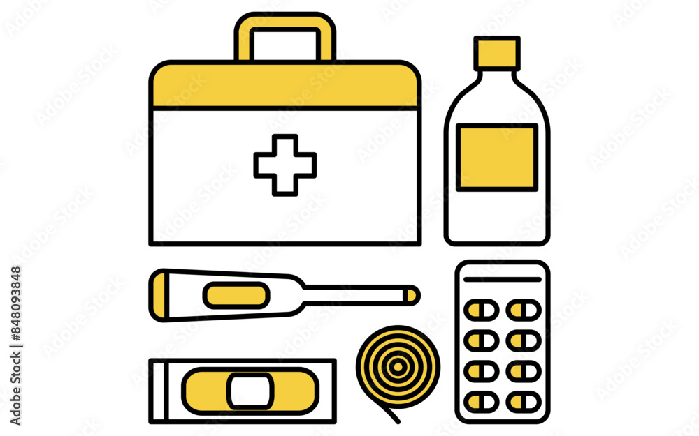 Simple line drawing icon of emergency kit, first-aid kit Stock Vector ...