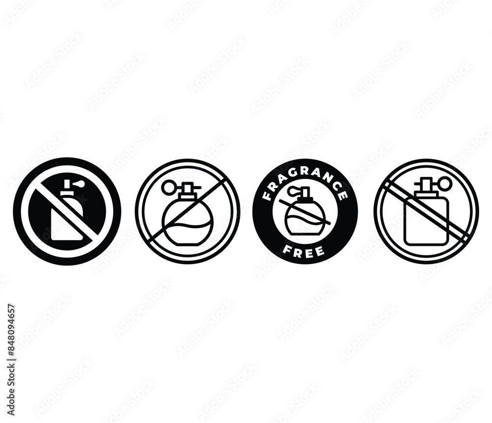 fragrance free icon symbol sign badge vector design black white color ...