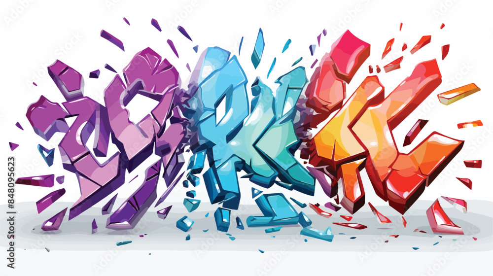 Set of 3d disco words broken into pieces demolished Stock Vector ...