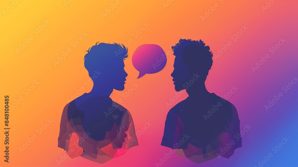 Two people different ethnicities conversation, conference connection ...