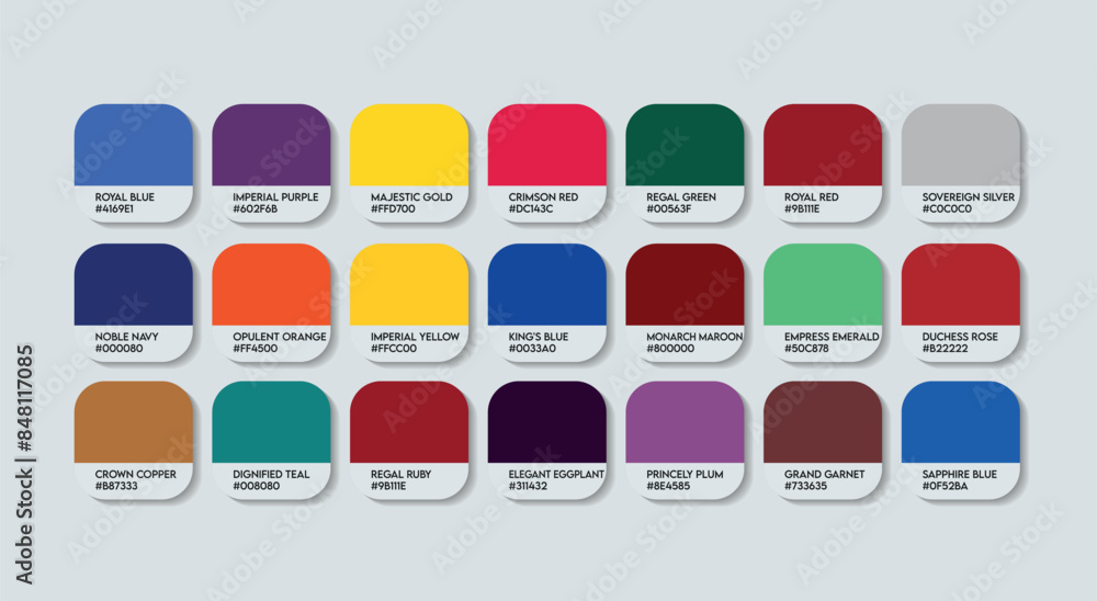 Royal Color Palette, Royal Color Guide Palette with Color Names ...