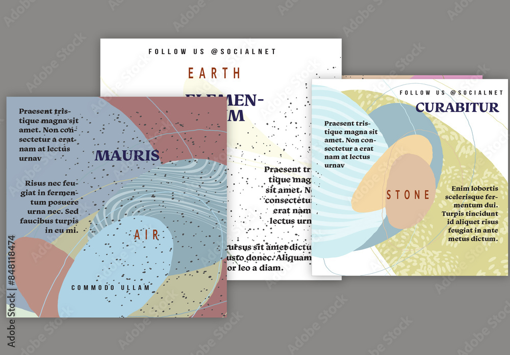 Social Media Square Post Layout Overlapping Blobs Textured With Spots ...