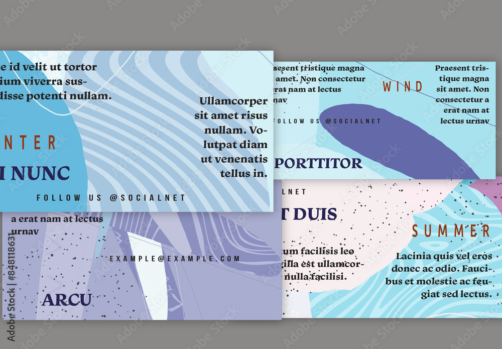 Web Banner Layout Overlapping Blobs Textured With Spots And Lines Stock ...