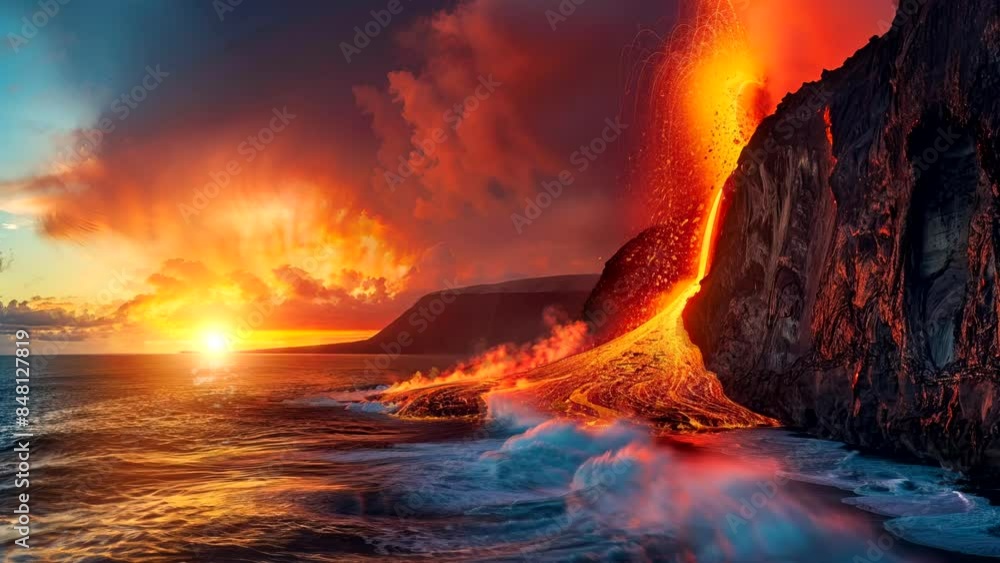Volatile Oceanic Vortex: A Captivating Portrayal of a Volcanic Eruption ...