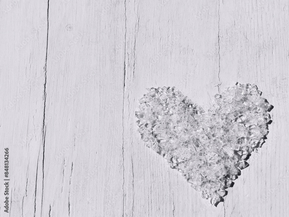 Cold heart in love shape. Hard ice heart crushed sad symbol. Gemstone ...