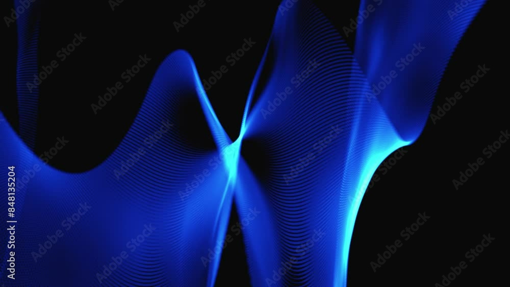 Abstract blue wavy moving graphic background footage where the waves ...