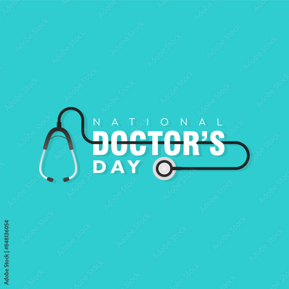 Doctors day greeting card design with stethoscope, flat design Stock ...