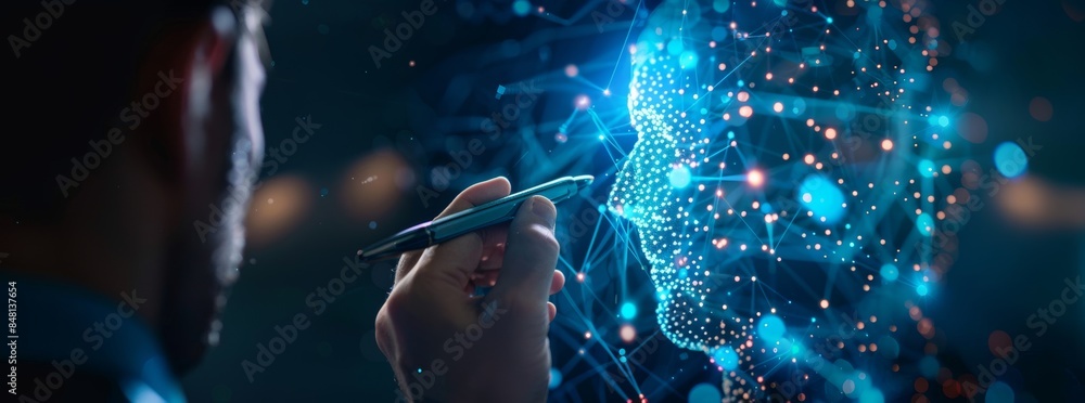 On a graphic interface, a businessman points to a regulatory icon and ...