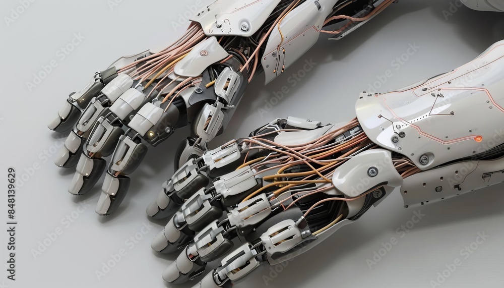 141 Cyborg robotic prosthetic limb anatomy with visible wiring render ...