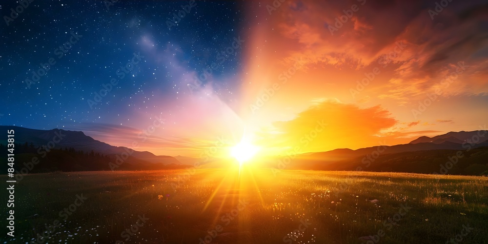 Daynight cycle symbolizes lifes continuous transition from dawn to dusk ...