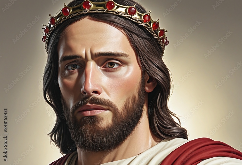 Cartoon illustration of Jesus Christ with a crown Stock Illustration ...