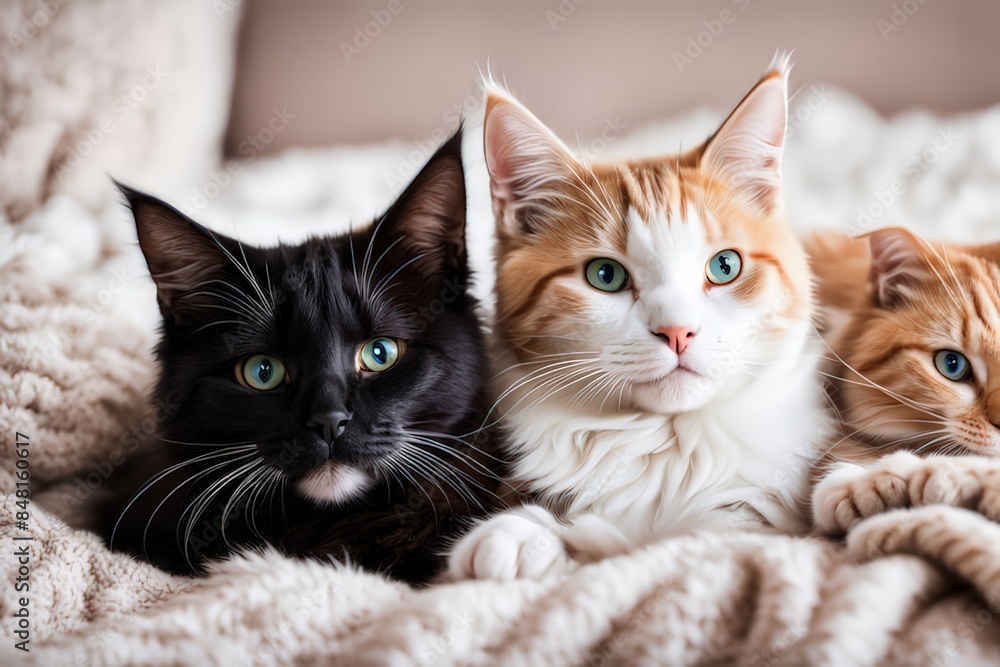 The Cats That Are Laying On A Blanket Together, Cute Cats, Two Cats ...