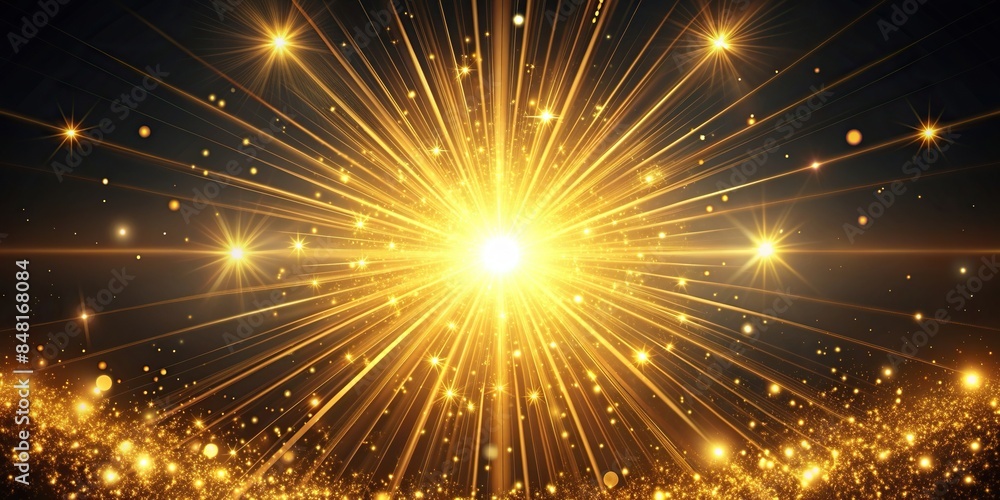 Shiny golden radial lines with sparkling particles , gold, shiny ...