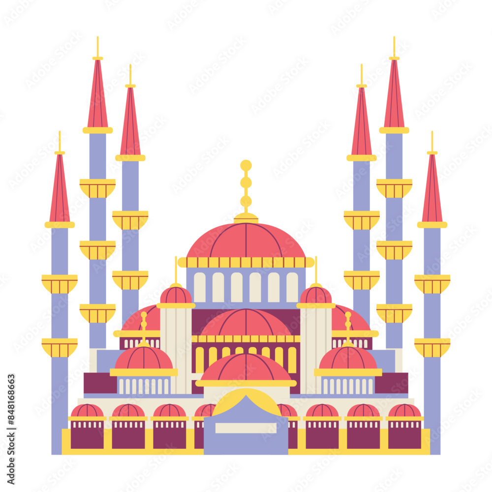 Vector Blue Mosque Istanbul Cartoon Illustration Isolated Stock Vector ...