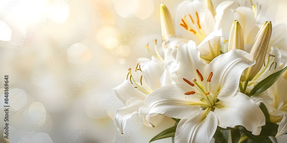 Sympathy Card Design with White Lily Background and Text Area. Concept ...