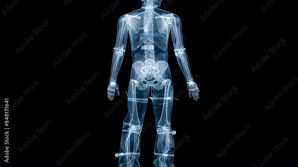 ภาพประกอบสต็อก Thorough x-ray view of the muscular system, focusing on ...