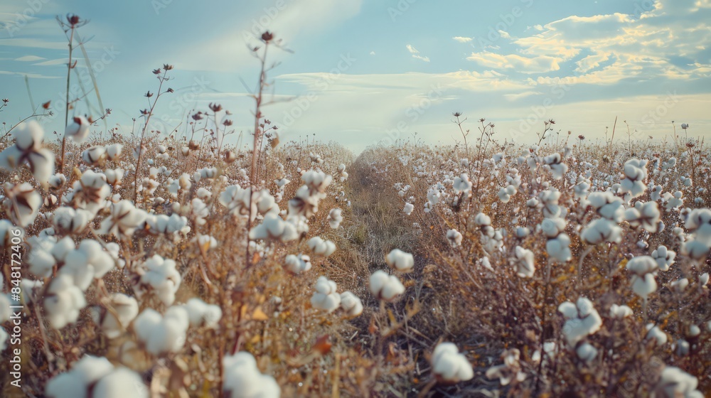 Capture the simplicity of an organic cotton field. The cotton plants ...