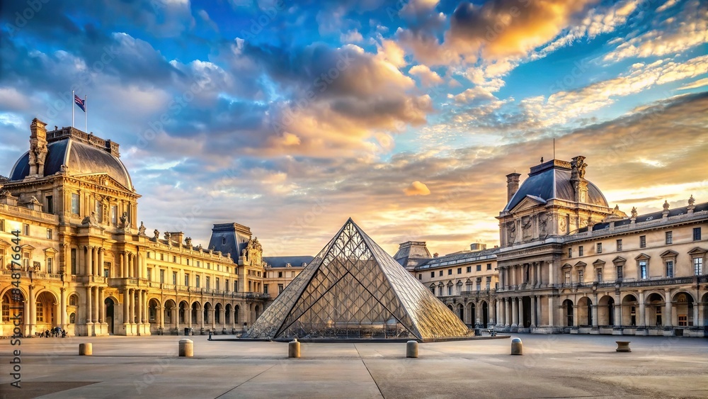 Ultra-detailed of the Louvre Museum showcasing its iconic architecture ...