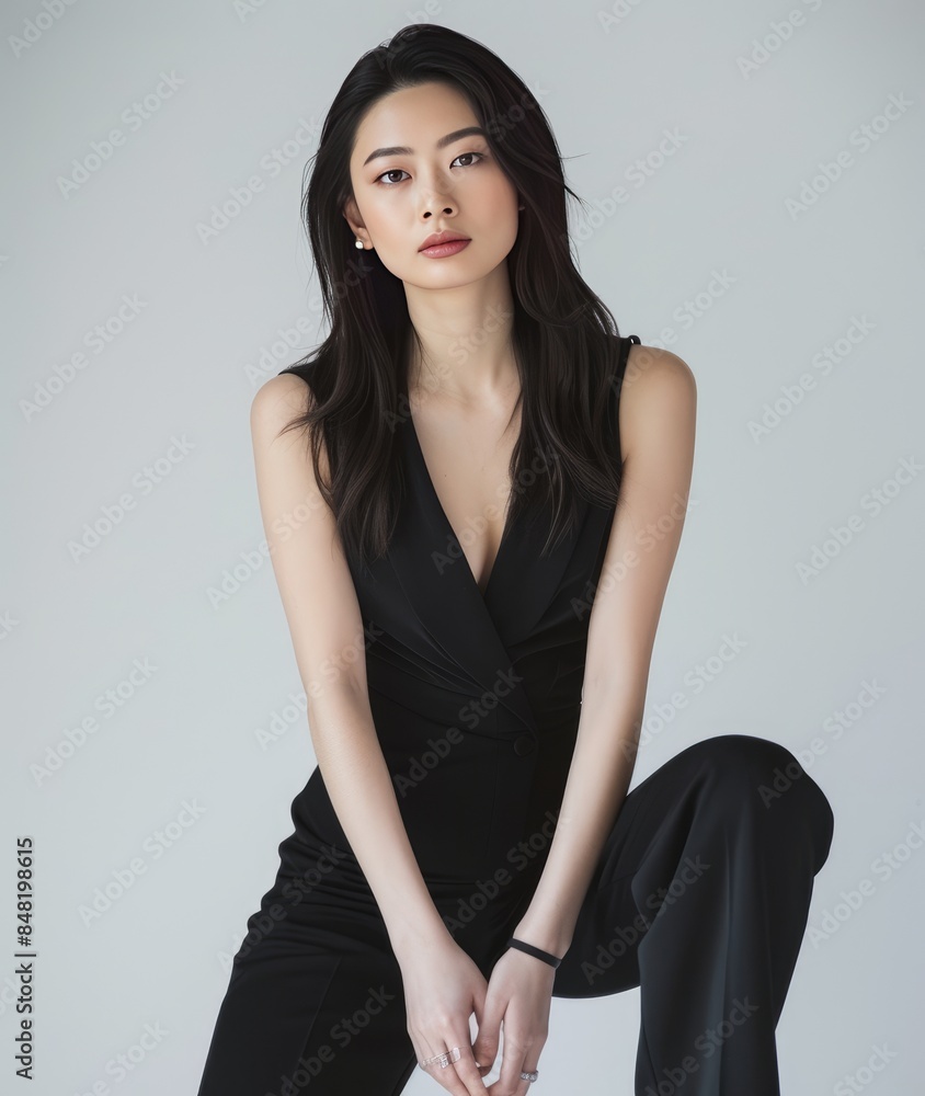 Full face no crop of a Pretty Young Chinese Super Model in a Structured ...