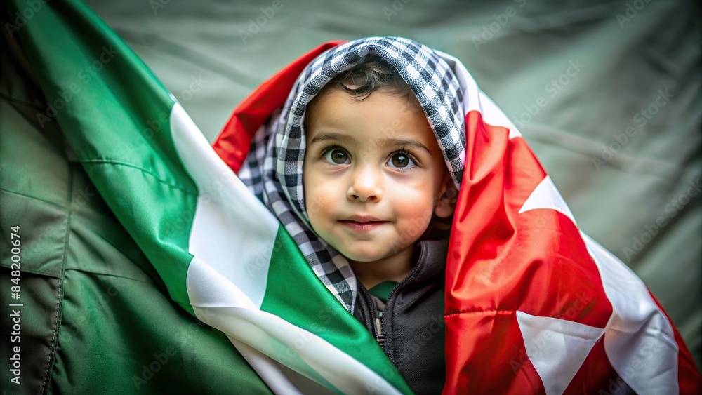 Cute Palestinian kid wrapped in Palestine flag , child, Palestinian ...