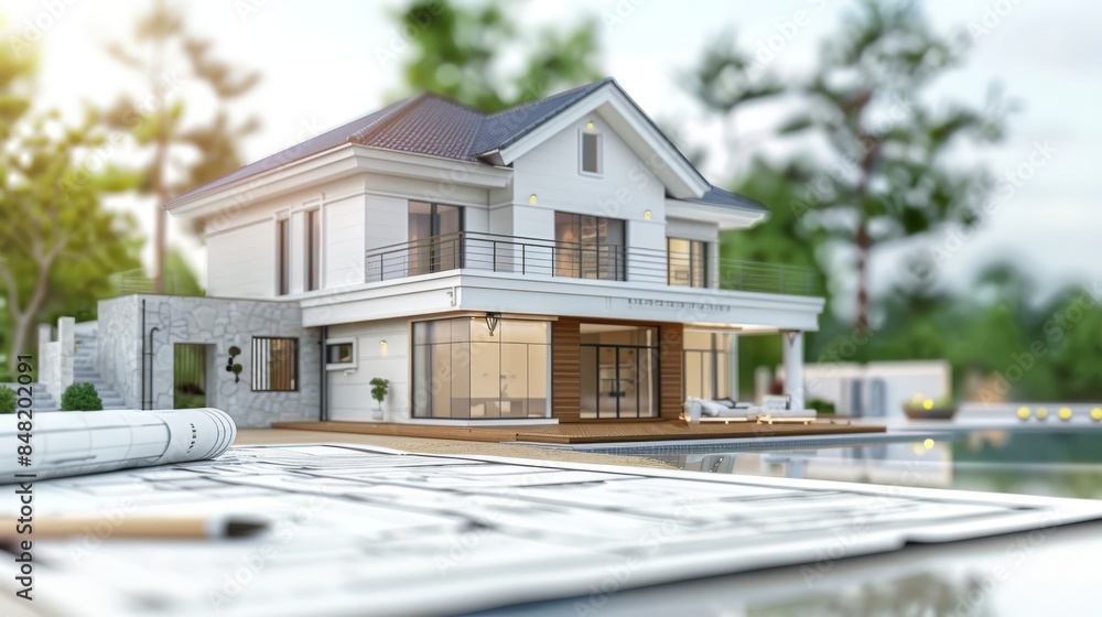 Foto de Real estate concept. The house was built from an architect ...