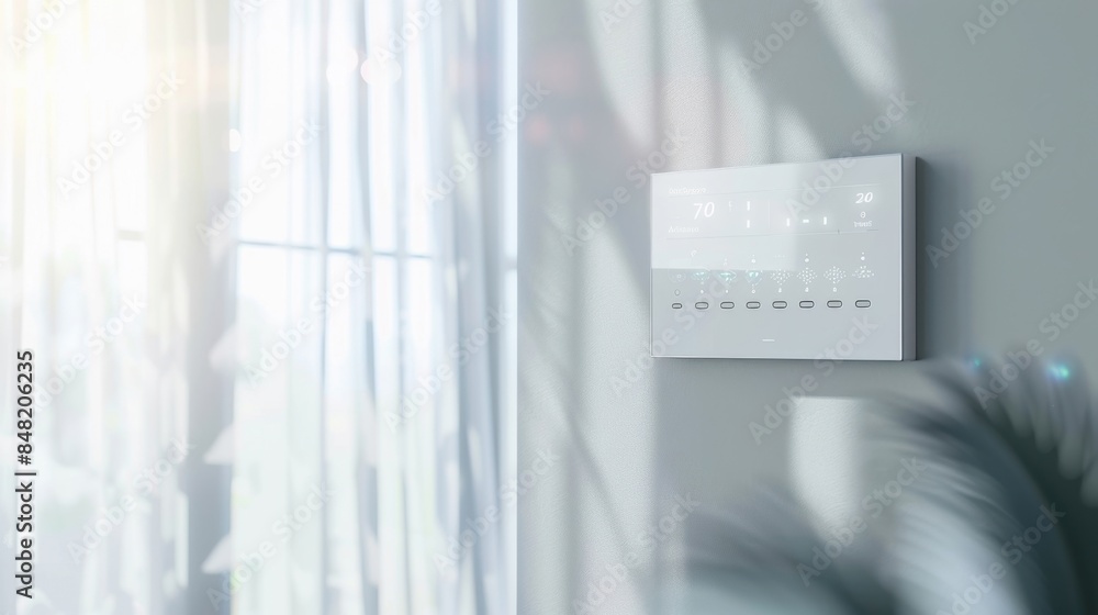 A sophisticated home automation system with a minimalist control panel ...