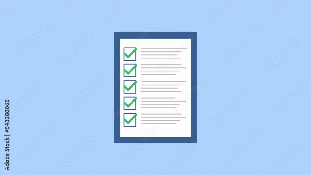 4K Animated Checklist Clipboard Icon, Document with Tick Checkmarks on ...