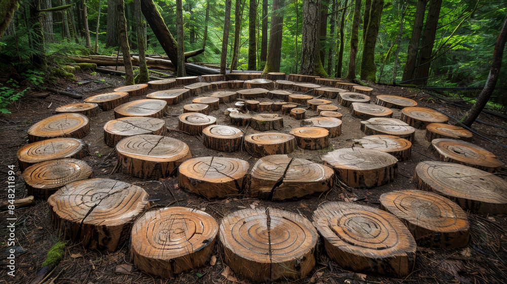 Artist creates stunning large-scale land art in a lush forest setting ...
