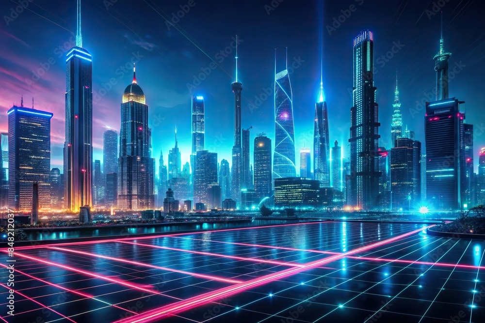 Cyberpunk Night City Tron Future HDRI Panorama , cyberpunk, night city ...