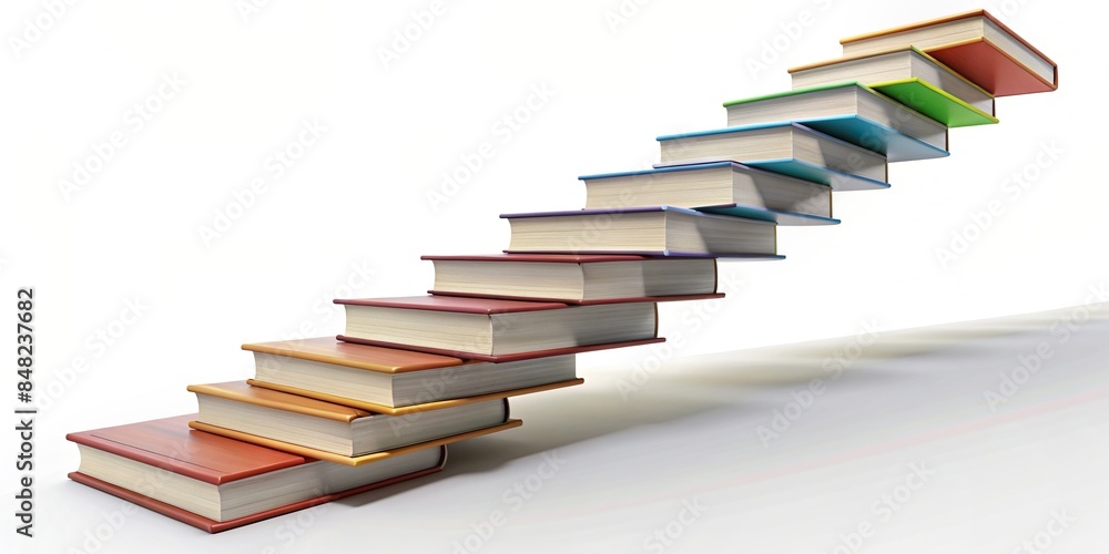 Educational roadmap book transforming into ascending steps for academic ...