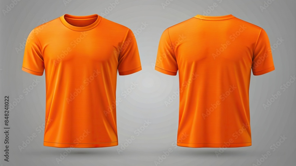 editable orange t-shirt template for custom textile design mock-ups ...