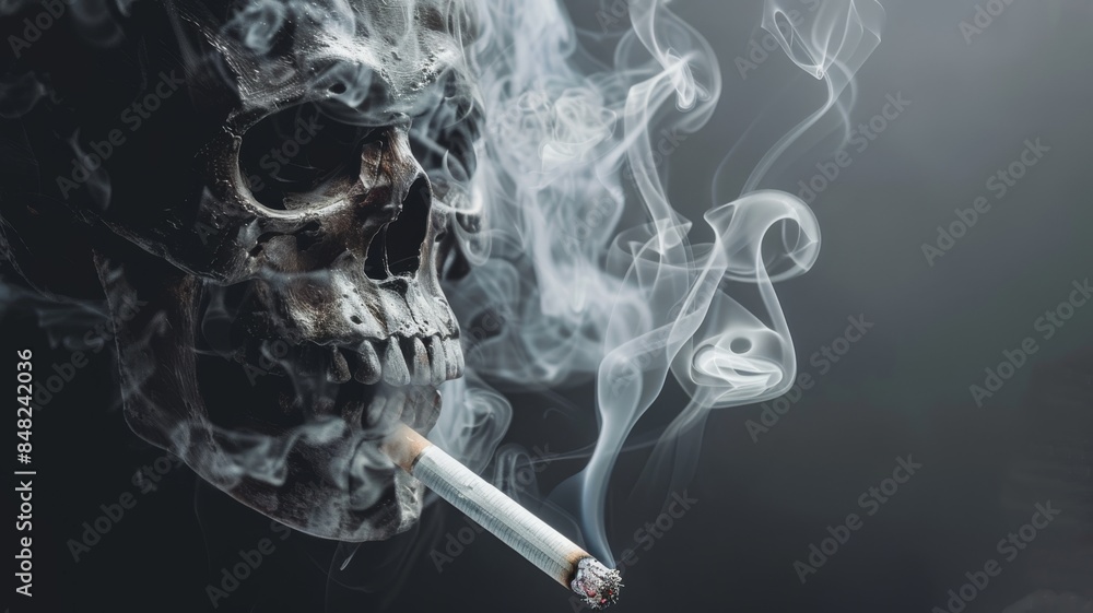 Visualize a subtle smoke trail from a smoldering cigarette against a ...