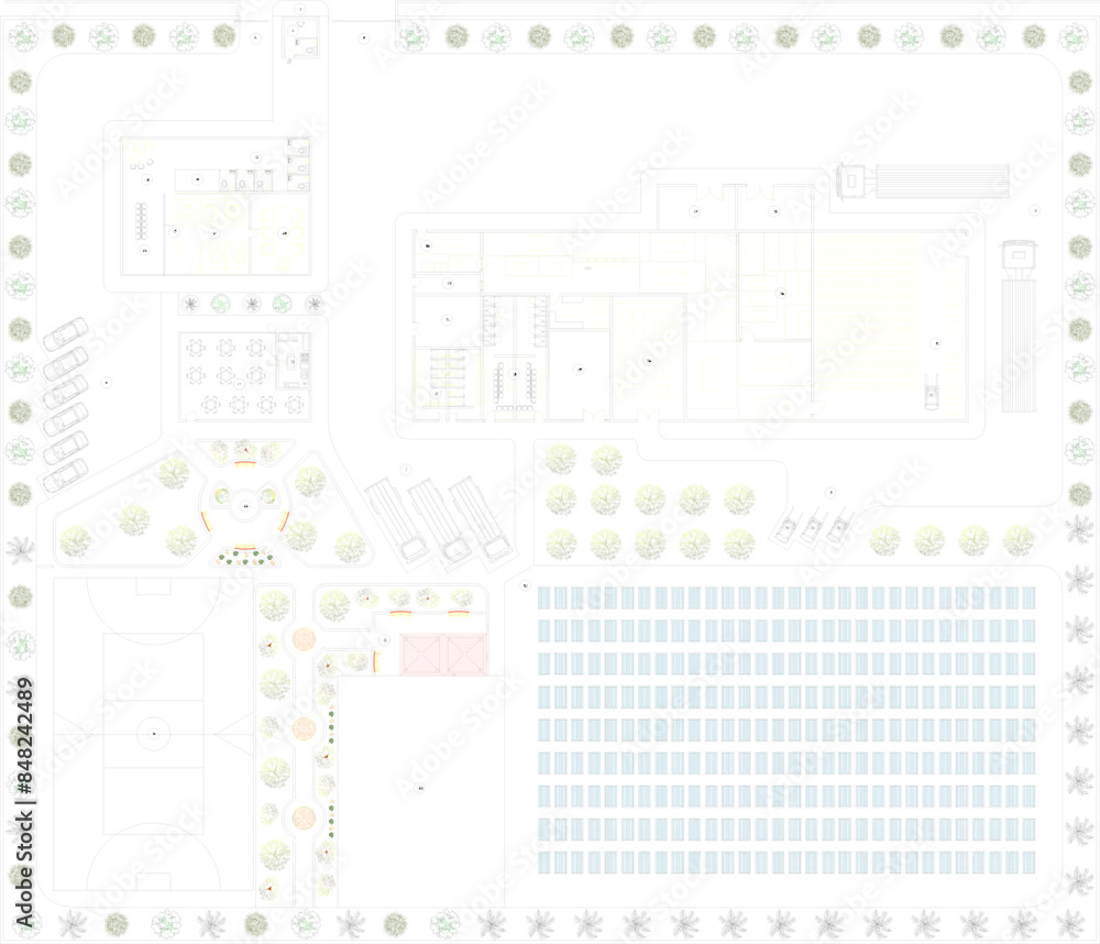 Vector silhouette illustration sketch, detailed architectural design ...