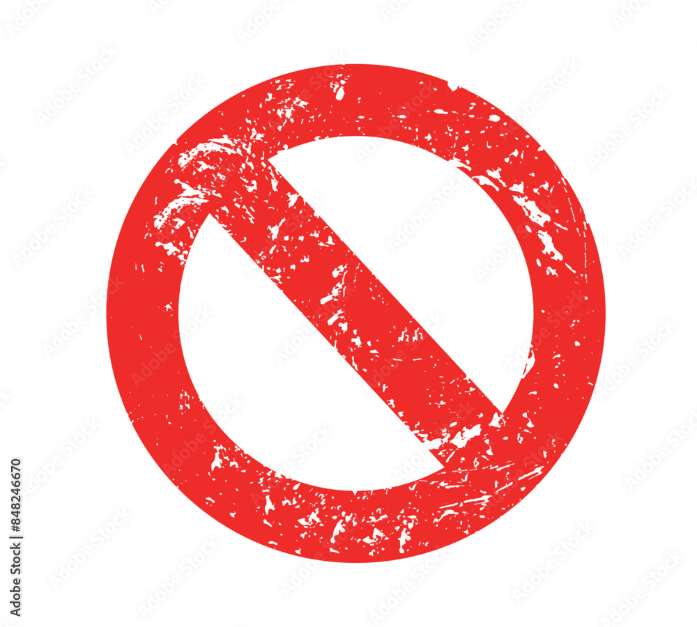 Forbidden sign in red ink stamp. Vector illustration of the forbidden ...